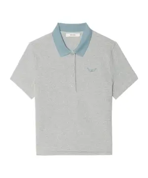 Zadig&Voltaire Embroidered Wings Polo Top - Medium Grey