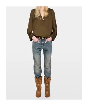 Zadig&Voltaire Torny V-neck Satin Blouse - Moss