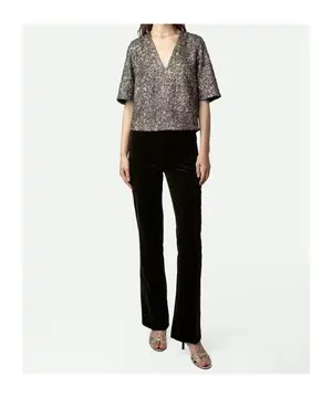 Zadig&Voltaire Sequin-embellished Short-sleeved Blouse - Bronze