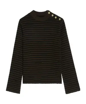 Zadig&Voltaire Striped Button-detailed Sweater - Darkchocolate