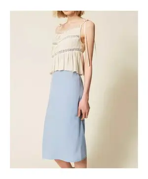 TWINSET Lace-trim Midi Dress