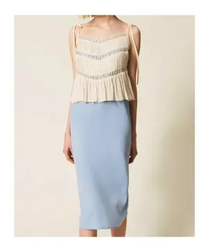 TWINSET Lace-trim Midi Dress
