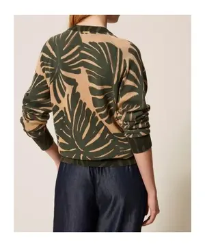 TWINSET Leaf-print Fine Knit Sweater