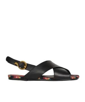 Etro Low Leather Sandals With Crossover Detail