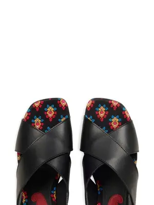 Etro Low Leather Sandals With Crossover Detail