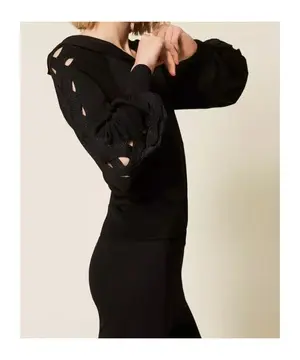 TWINSET Fine-knit Jumper With Metallic Cable Knit Sleeves