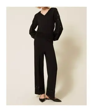 TWINSET Fine-knit Jumper With Metallic Cable Knit Sleeves