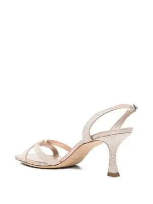 JIMMY CHOO Elsy Glittered Strap Leather Sandals