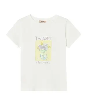 TWINSET Floral Print T-shirt - White