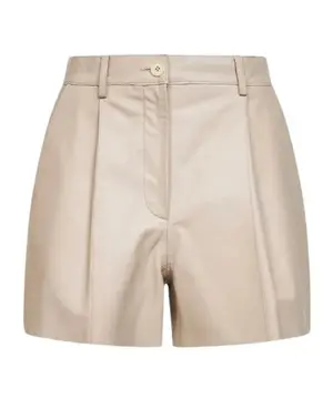 P.a.r.o.s.h Pleated Leather Shorts - Ivory