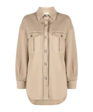 P.a.r.o.s.h Curved Hem Shirt Jacket - Beige