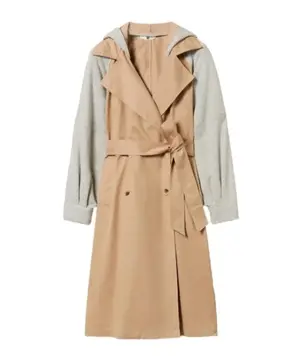 TWINSET Gabardine Plush Trench Coat - Nude