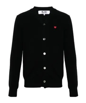 Play Comme Des Garcon Heart-patch Wool Cardigan