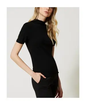 TWINSET Logo-plaque High-neck Jumper - Black