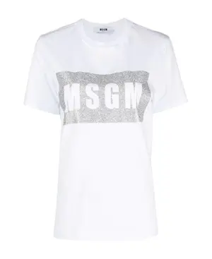 MSGM Logo-print Glitter T-shirt
