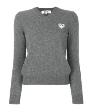 Play Comme Des Garcon Patch Knitted Jumper - Gray