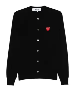 Play Comme Des Garcon Heart-logo Cardigan - Black