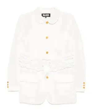 Comme Des Garçons Ruffle-trim Tailored Jacket - White