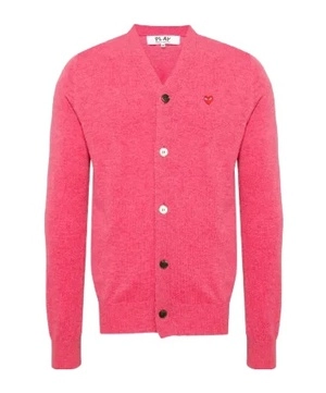 Play Comme Des Garcon Wool Cardigan - Red