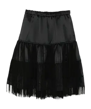 Comme Des Garçons Tassel-detail Layered Midi Skirt - Black