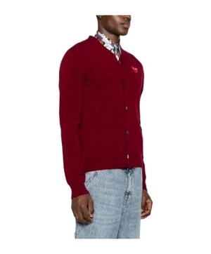 Play Comme Des Garcon V-neck Wool Cardigan