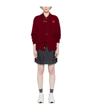Play Comme Des Garcon V-neck Wool Cardigan