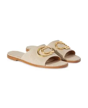 Off-White Logo-plaque Linen Slides