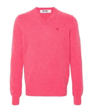 Play Comme Des Garcon Heart-patch Wool Jumper - Pink