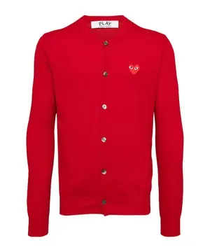 Play Comme Des Garcon Wool Cardigan - Red