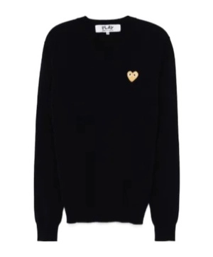 Play Comme Des Garcon Heart Appliqué Hoodie - Black