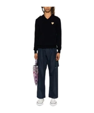 Play Comme Des Garcon Heart Appliqué Hoodie - Black