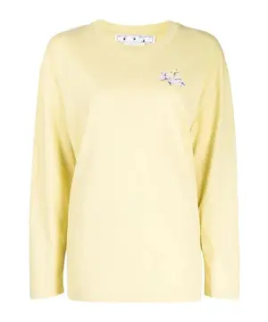Off-White Flower Arrow Organic-cotton Sweatshirt - Light Yellow