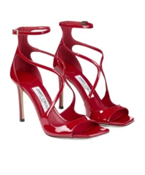 JIMMY CHOO Patent Leather Stiletto Heel Sandals - Red
