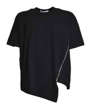 Comme Des Garçons Asymmetric Zip-detail T-shirt - Black