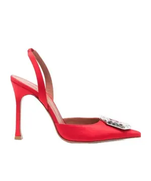 Amina Muaddi Crystal-embellished Pointed-toe High Heels - Red