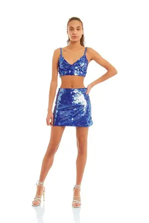 P.a.r.o.s.h V-neck Sequin Embellished Crop Top