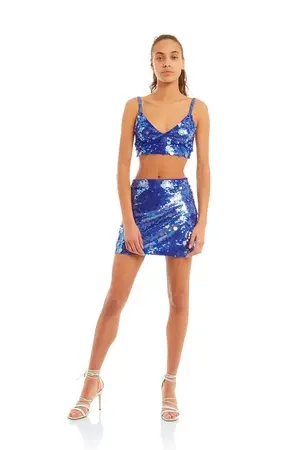 P.a.r.o.s.h V-neck Sequin Embellished Crop Top