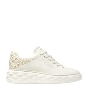 JIMMY CHOO Pearl-embellished Leather Sneakers