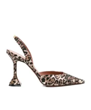 Amina Muaddi Leopard-print Ankle-wrap High Heels - Brown