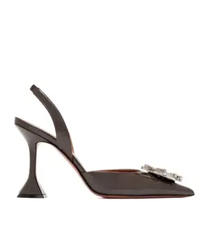 Amina Muaddi Crystal Decoration Ankle-wrapped High Heels - Black