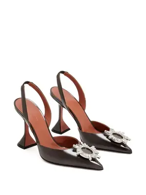 Amina Muaddi Crystal Decoration Ankle-wrapped High Heels