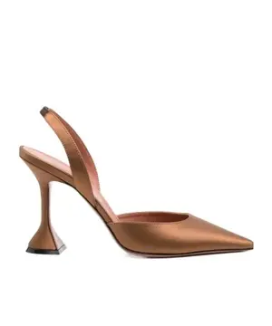 Amina Muaddi Pointed-toe Ankle-wrap High Heels - Brown