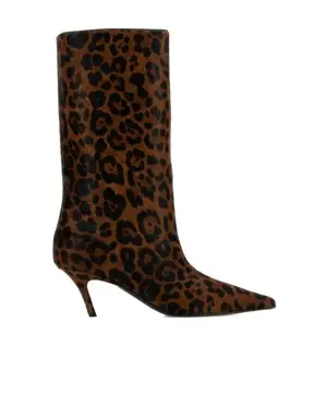 Amina Muaddi Animal-print Heeled Boots - Black