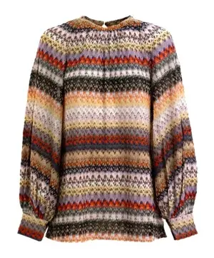 Missoni Striped Balloon-sleeve Top - Multicolor
