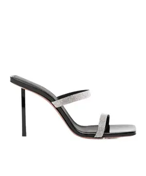 Amina Muaddi Crystal Decoration High-heeled Mule - Black