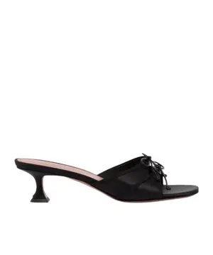 Amina Muaddi Bow Silk Sandals - Black