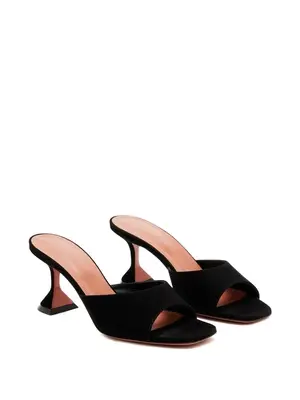Amina Muaddi Flared Heel Suede Mules