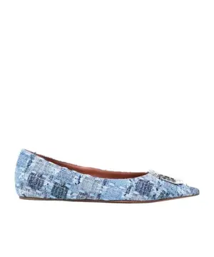 Amina Muaddi Crystal-embellished Pointed-toe Ballet Flats - Blue