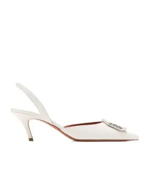 Amina Muaddi Ankle-wrap Mid-heel Pumps - White