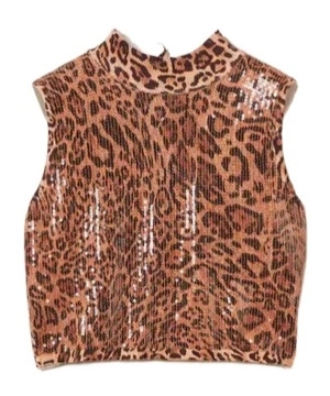 TWINSET Leopard-print Sequin-embellished Top